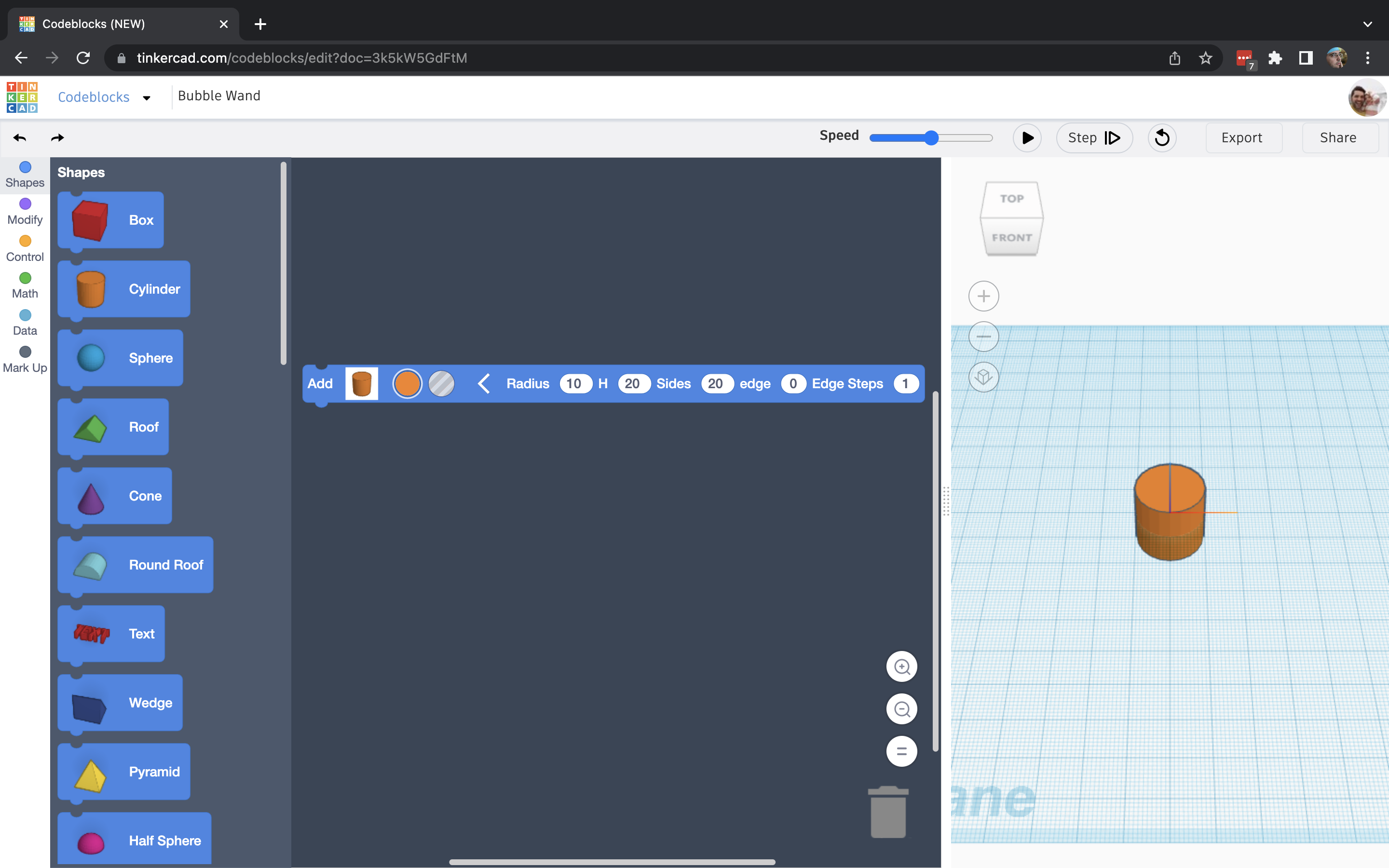 Learn Codeblocks While Making a Bubble Wand - Tinkercad