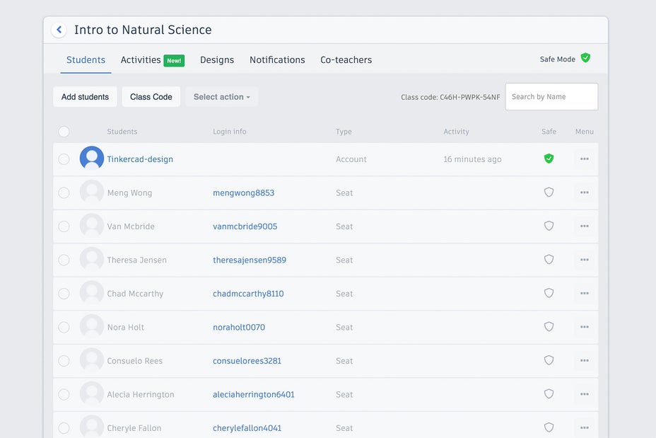 Classrooms Tinkercad